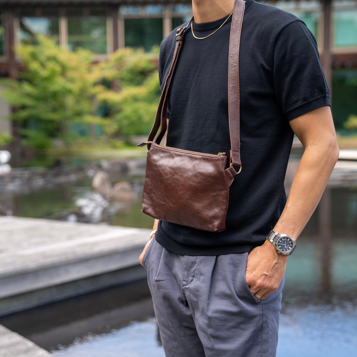 Stylish Leather LARGE Body Bag - 99.4% Satisfaction Rate
